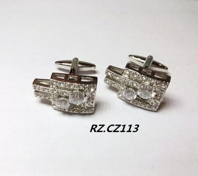 China Wholesales cz cufflink men shirt cufflink  copper material with four color plating for sale