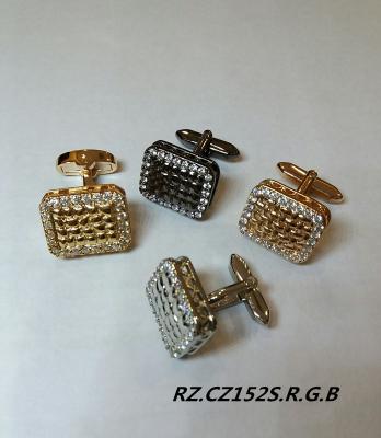 China High quality men cubic zircon cufflinks men cufflink with different color stone copper material for sale
