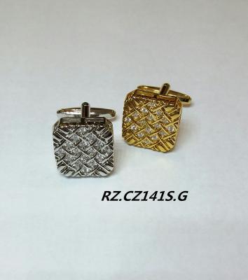 China High quality men cubic zircon cufflinks men cufflink with different color stone copper material for sale