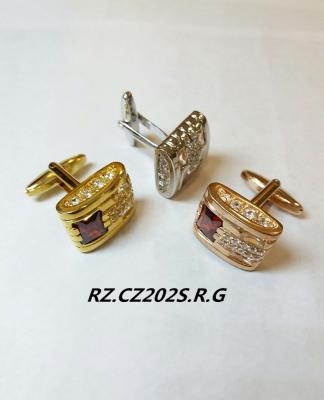 China High quality men cubic zircon cufflinks men cufflink with different color stone copper material for sale