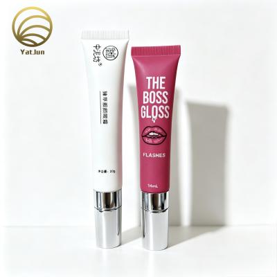 China 10ml 20g empty PE eye cream tube packaging with silver Zinc alloy applicator for sale