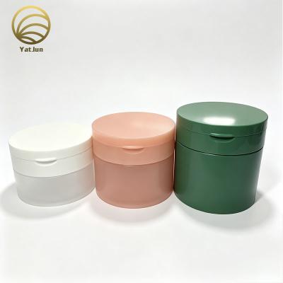 China 100g 150g 200g PP Round Cosmetic Jar with Spoon Flip Top Container for Hair Mask & Body Butter for sale