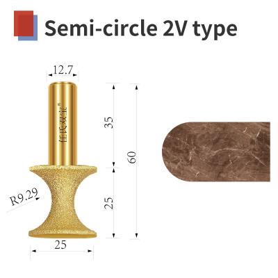 China Semi-circle 3V type diamond vacuum brazed tool engraving stone marble granite for sale