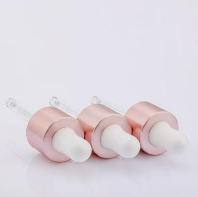 Cina 20/410 Aluminum Plastic Essential Oil Bottle Dropper Cap Brushed Wire Drawing Pink Color in vendita