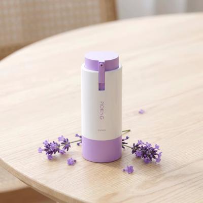 China Recyclable Private Label 15ml 30ml 50ml  Round Shape Custom Pink Purple Color Airless ABS Lotion Bottle for Skincare Packaging for sale