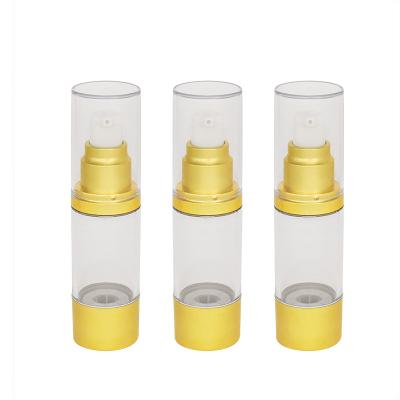 China empty clear Gold Airless Pump Bottle for skincare packaging for sale