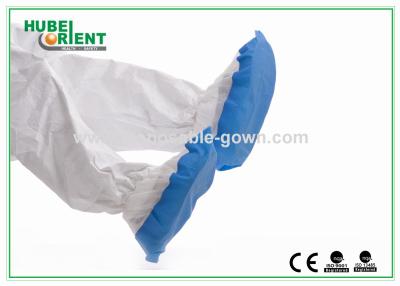 China white and blue Waterproof Custom Size PP Coated CPE Disposable Shoe Cover hospital use PP+CPE shoe cover for sale