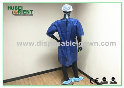 China PP SMS Material Surgical Gown With Ultrasonic Heat Seal White / Blue Color without sleeves for sale