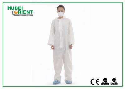 China Non Toxic Polypropylene Disposable White Overalls Without Hood / Feetcover for sale