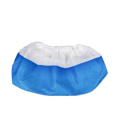 China Anti Bacterial Waterproof Blue And White Disposable Use Medical PP+CPE Shoe Cover for sale