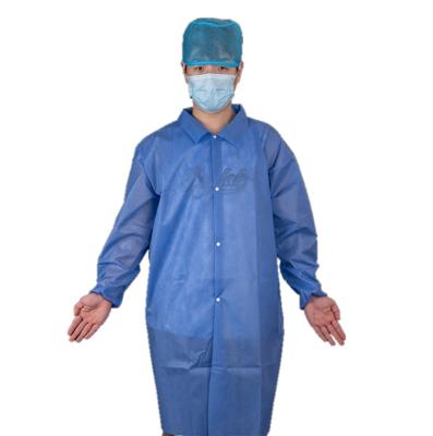 China CE Certificated Disposable Anti-Bacterial Protective Medical PP/SMS Long Lab Coat for sale