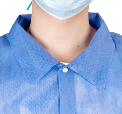 China CE Certificated Disposable Anti-Bacterial Protective Medical PP/SMS Long Lab Coat for sale