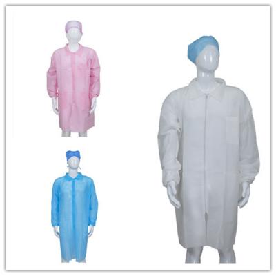 China PP / SMS / MP / Tyvek Anti Dust Disposable Lab Coat Snaps / Velcros / Zip Closure for sale
