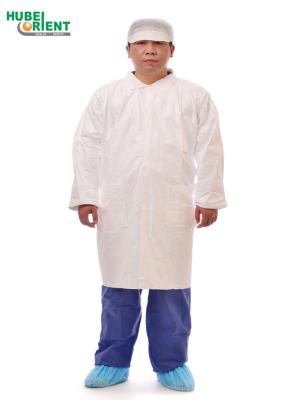 China Tyvek Lab Coat Non Woven Disposable Lab Coat Hospital Nursing Disposable Gown for sale