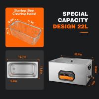 China 22L 480W Ultrasonic Cleaner with 500W Heater and Digital Timer - 40kHz Industrial Cleaning Machine for sale