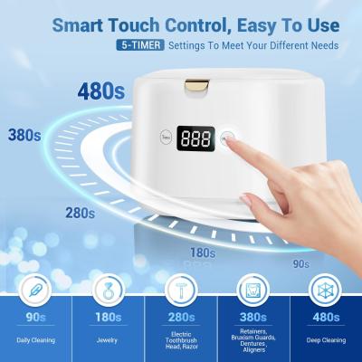 China Ultrasonic Cleaner with UV LED Light for Dentures,Jewelry ,Retainer,Dental Mouth Guard,Toothbrush Head for sale