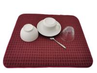 China Tableware Protector Red Grid Kitchen Utensil Dish Drying Mat Quick Dry for sale