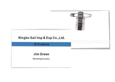 中国 アイデンティティの（90X54mm）為にペット Pin クリップ バッジの会議の名前入りの記章のホールダー 30390 販売のため