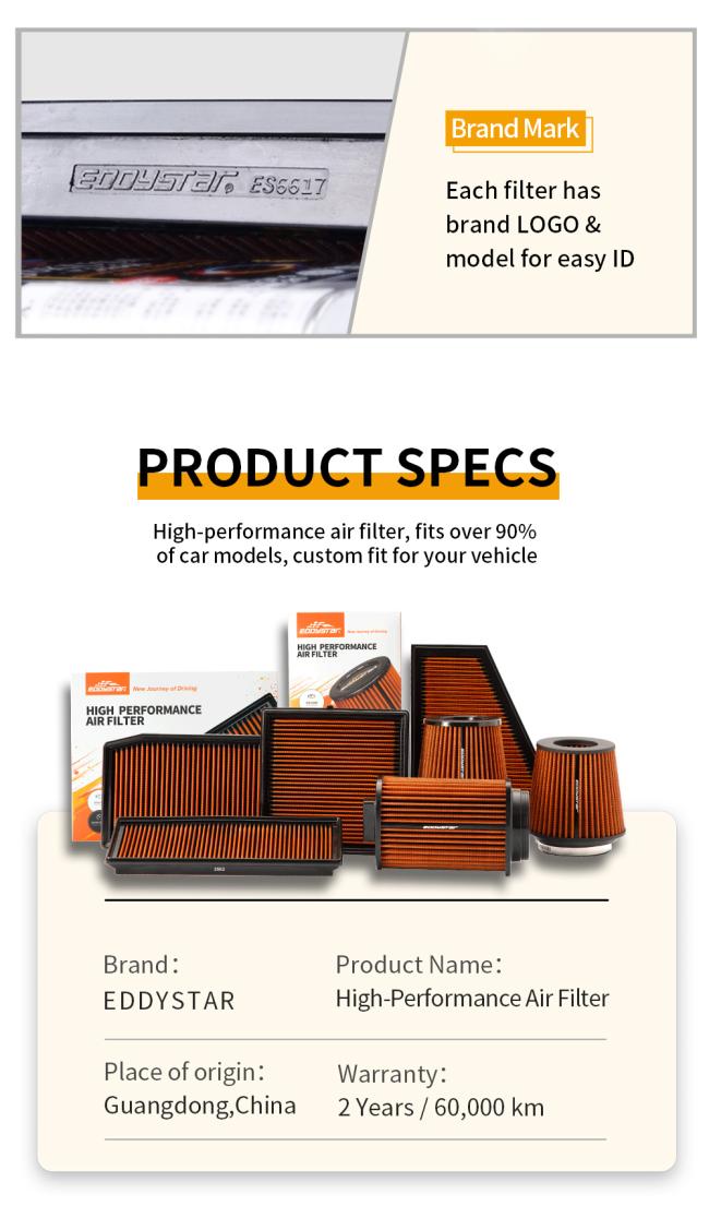EDDYSTAR High-Performance Air Filter comparison with OEM filter