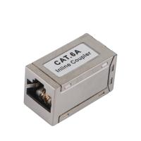 China Female RJ45 Inline Coupler CAT6A Shielded Ethernet Box Keystone Jack Adapter for sale