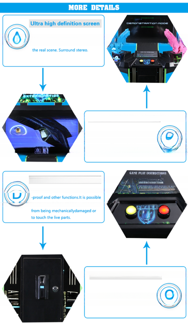 Close-up of game machine guns and controls