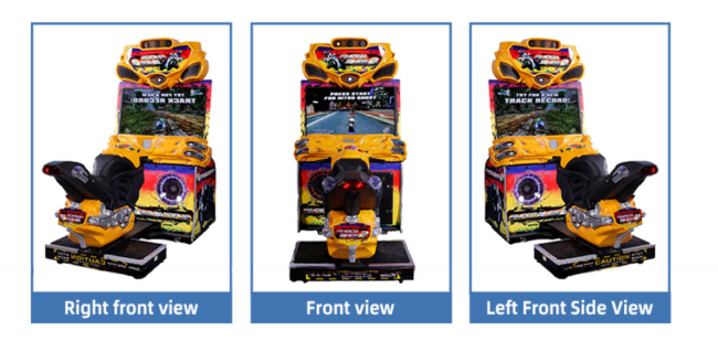 Game screen display with racing graphics