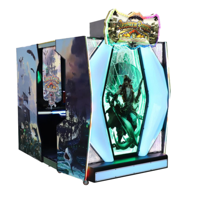 Front view of Pirate Adventure game machine showing full cabinet