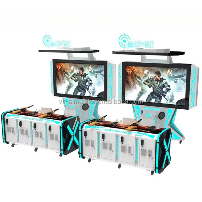 Side angle showing game machine controls and coin mechanism