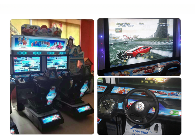 Side view of amusement car racing machine