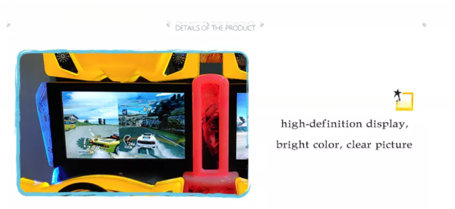 Racing game screen display with high resolution graphics