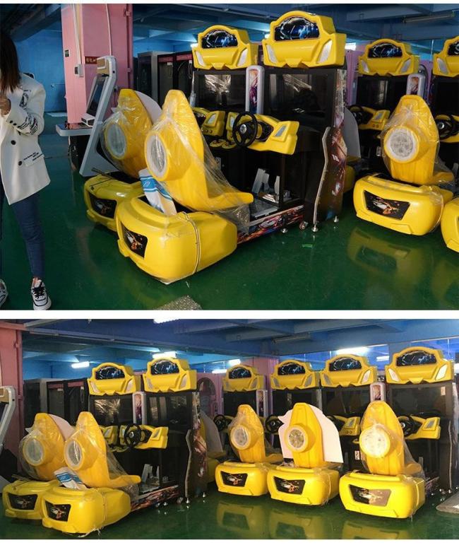 Player using the racing game machine