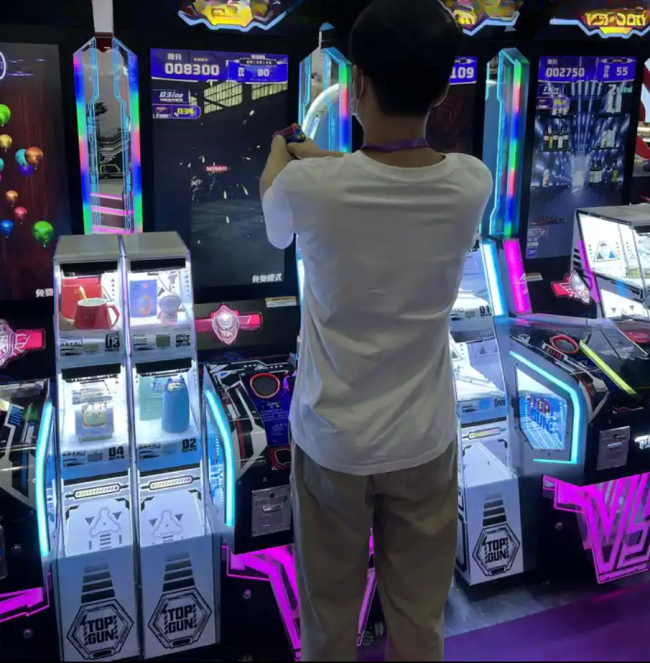 Close-up of luminous machine gun controllers