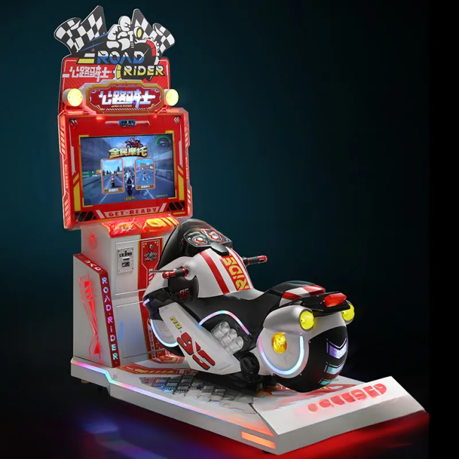 Close-up of motorcycle racing game screen