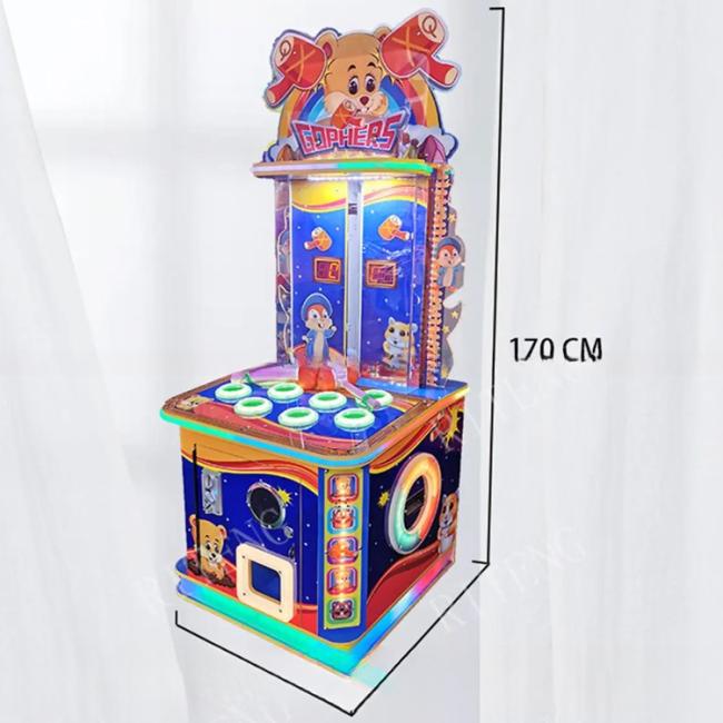 Front view of Hit The Frog arcade machine showing colorful design