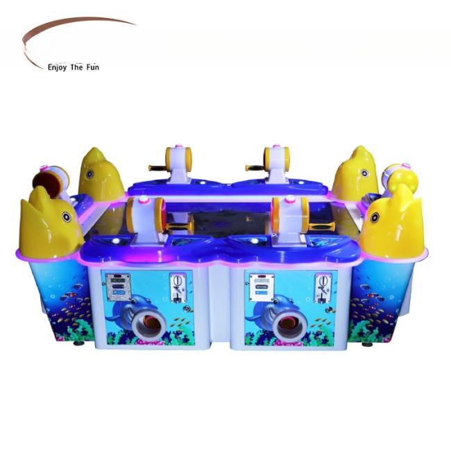 Fish table game machine in arcade setting with other games
