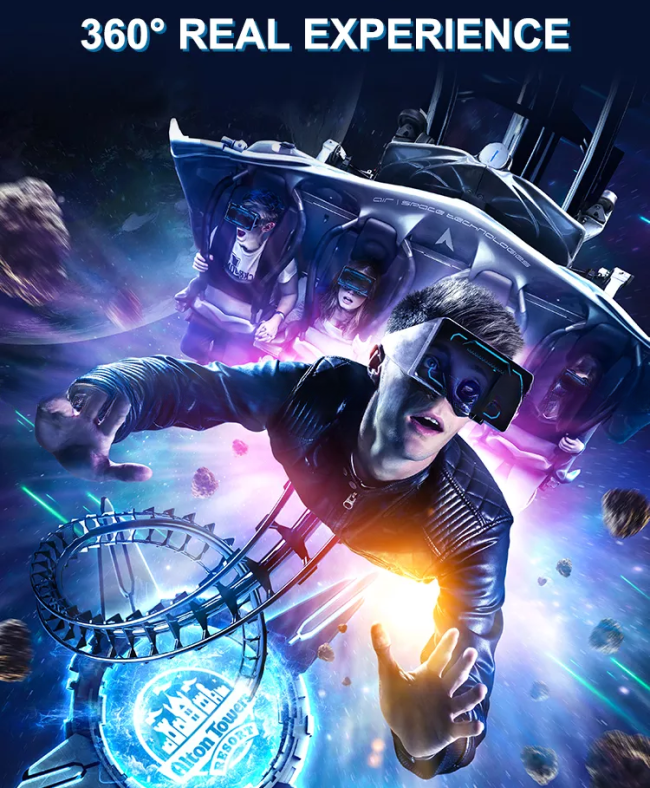 Dreamland VR Simulator front view showing double seats and VR equipment