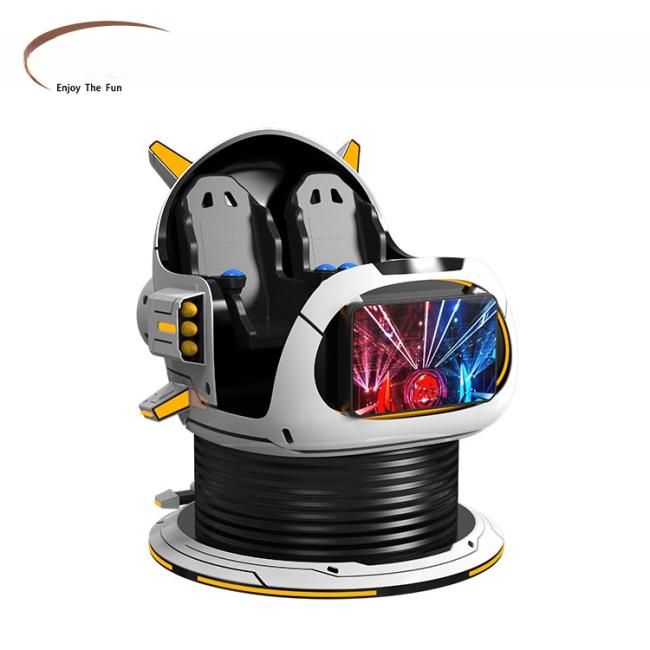 VR simulator in operation with user experiencing virtual reality