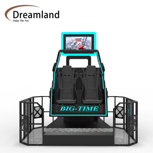 Close-up of VR headset and controls for the gaming machine