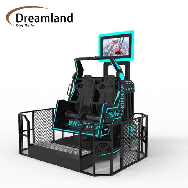 User experiencing VR roller coaster game on the machine