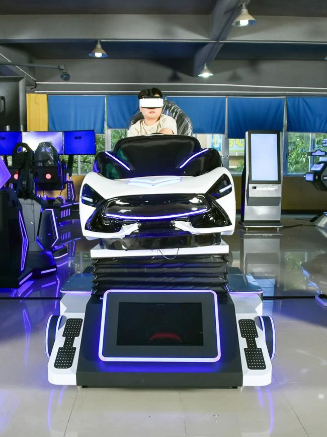 VR racing simulator cockpit view