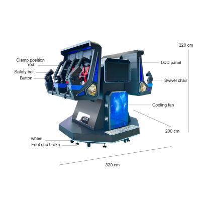 中国 9D VR ローラーコースターシミュレーター ダブルシート | インタラクティブ360°回転バーチャルリアリティライド アーケードマシン 販売用 販売のため
