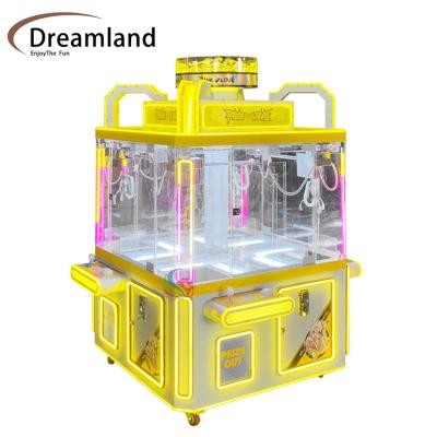 China Lucky Rainbow 4 Players Claw Game Machine offering bright lighting and smooth claw mechanics to attract players in competitive arcade environments for sale