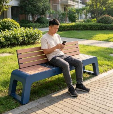China Ergonomic Backrest Solar Powered Benches Wireless Charging Smart Park Benches USB Charging for sale