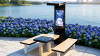 China Shade Smart Canopy Bench Wireless Charging Two USB Charging Bluetooth Speaker LED Display for sale
