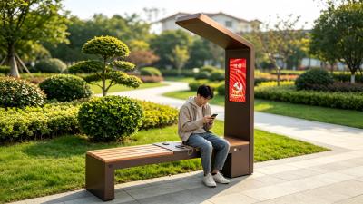 China Shelter Smart Canopy Bench Wireless Charging Two USB Charging Smart Lighting LED Display for sale