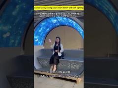 Curved starry ceiling solar smart bench with soft lighting