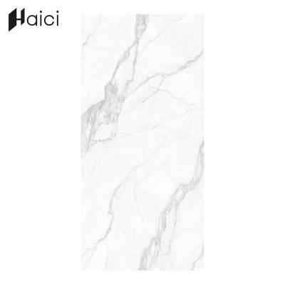 China High Temperature resistance 1600 x 3200 mm Artificial White Calacatta Sintered Stone Slab For Kitchen Countertop and counter top for sale