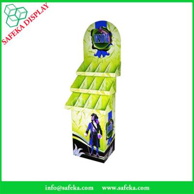 China 3 tier 12 pockets custom printing supermarket display rack design corrugated floor display stand for sale
