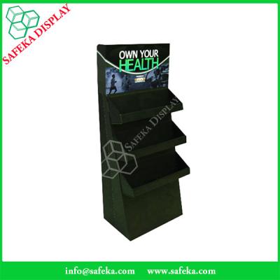 China 3 tier paper material supermarket paperboard display shelf design corrugated racking display stand for health products for sale