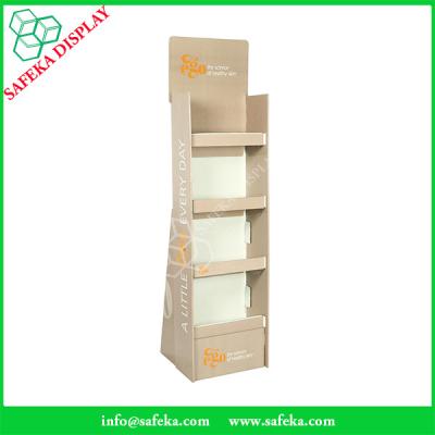 China 4 tier paper material supermarket paperboard display shelf printed corrugated racking display stand for health products for sale